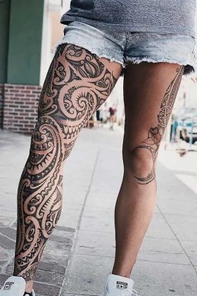 25 Stunning Leg Tattoo Ideas: From Mythology to Portrait Designs - DIY ...