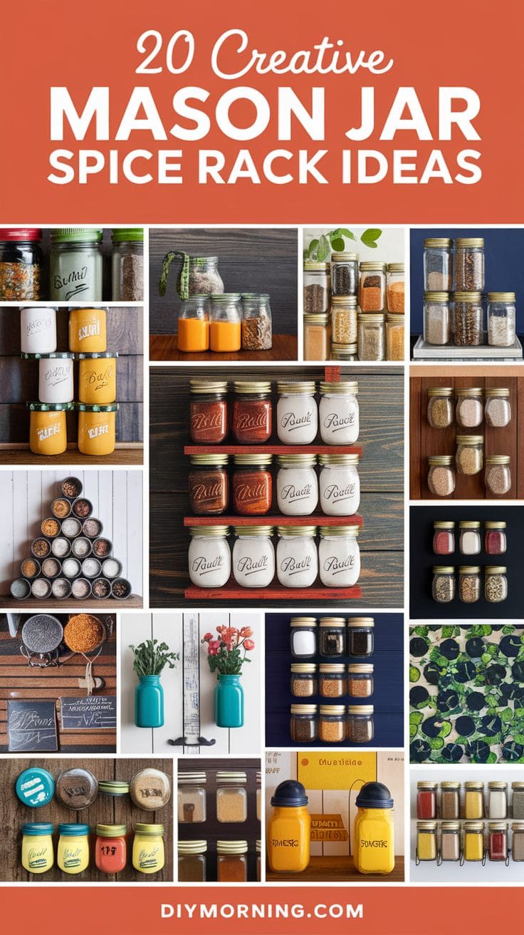 20 Creative Mason Jar Spice Rack Ideas for Your Kitchen - DIY Morning