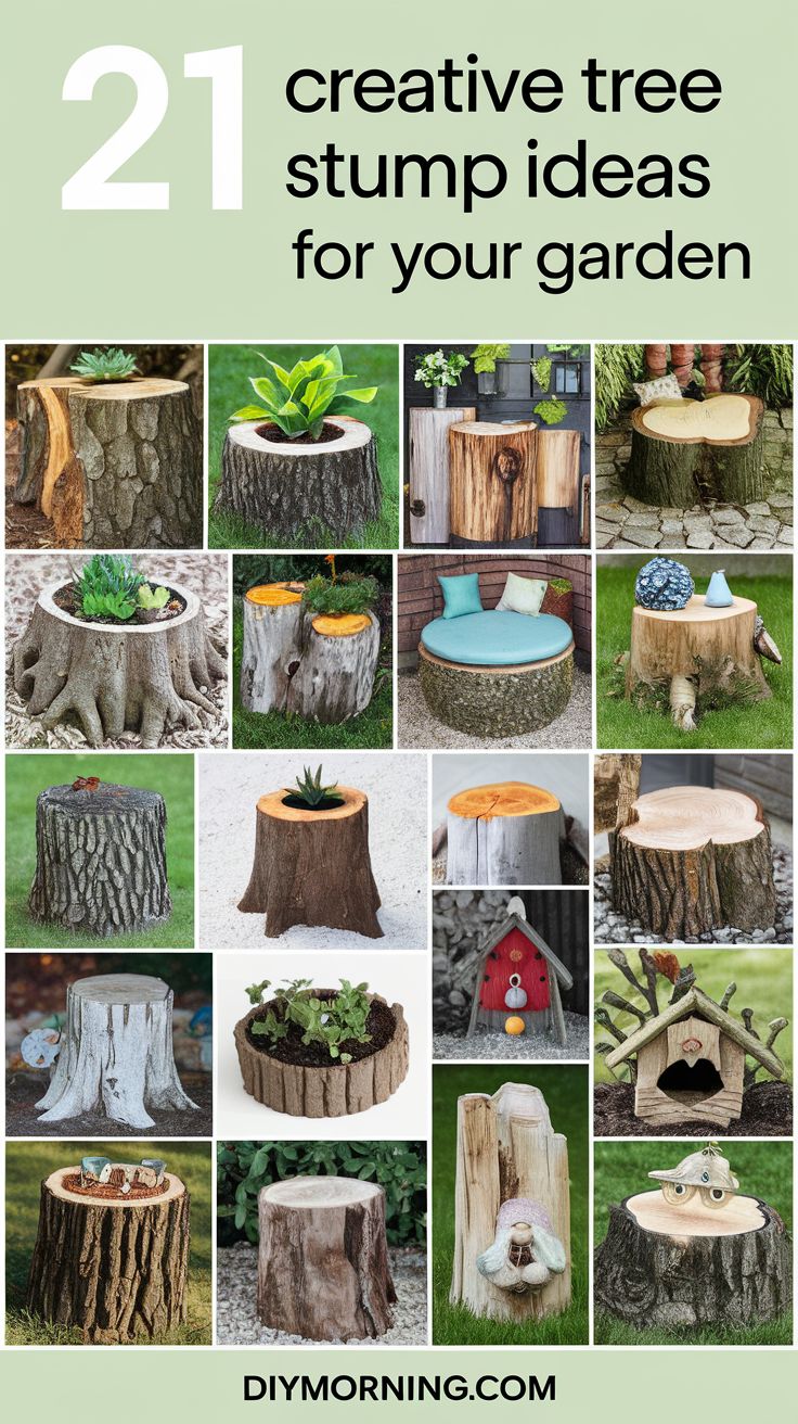 21 Creative Tree Stump Ideas for Your Garden - DIY Morning