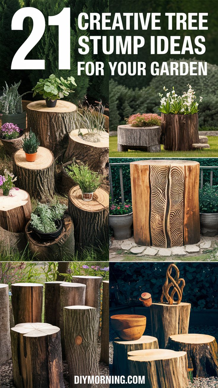 21 Creative Tree Stump Ideas for Your Garden - DIY Morning